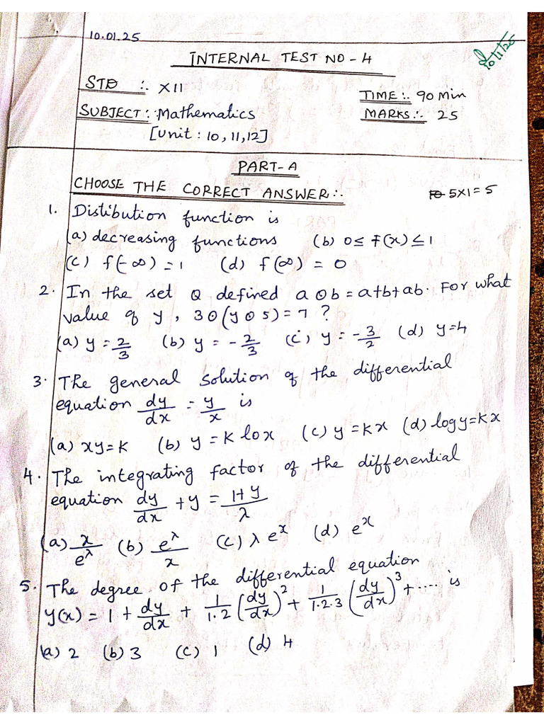 Maths Assessment QP W - Answer 25-26 AD' | PDF