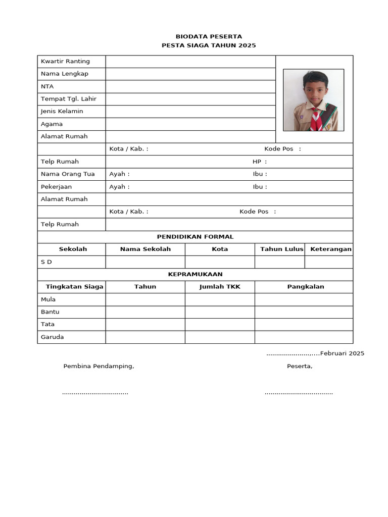 Biodata Peserta & Pendamping | PDF