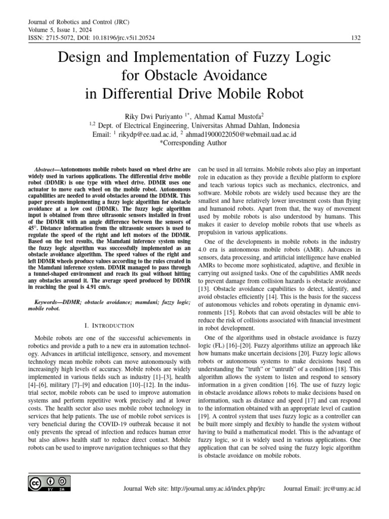 Design and Implementation of Fuzzy Logic For Obstacle 1mkn35olye | PDF | Fuzzy Logic | Robot