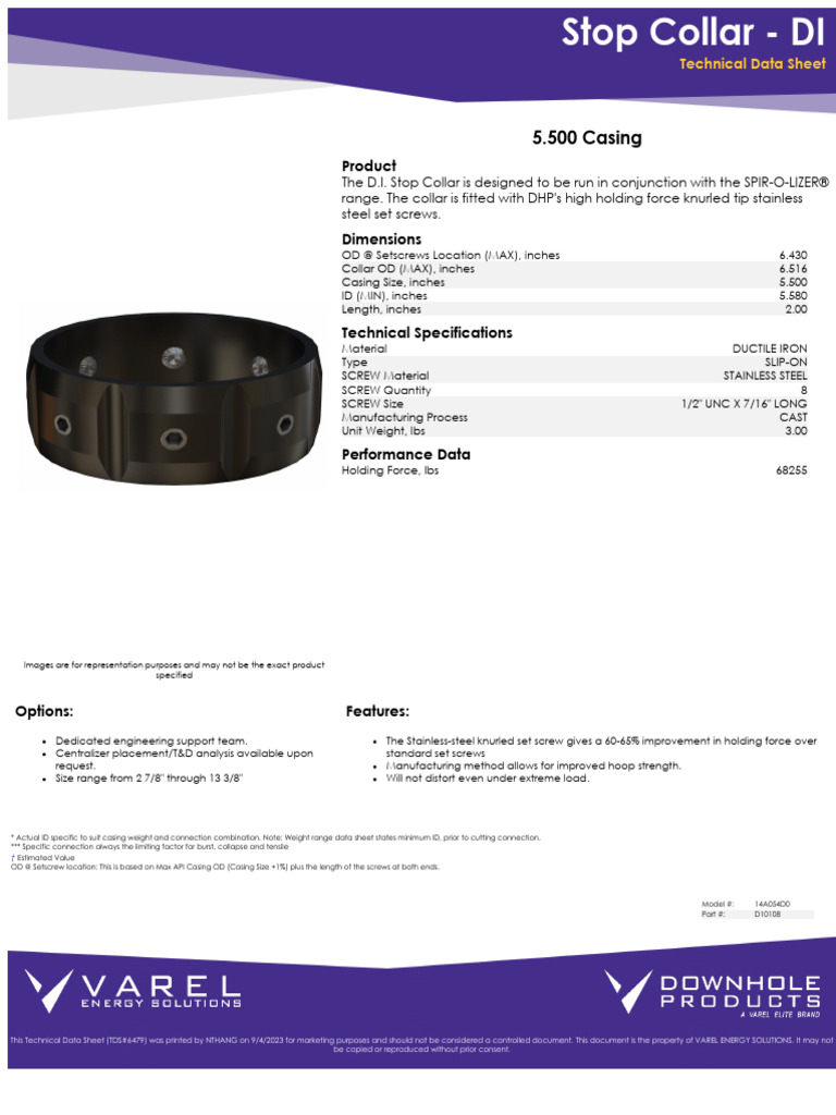 5 12 DI Stop Collar D10108 | PDF | Screw | Steel