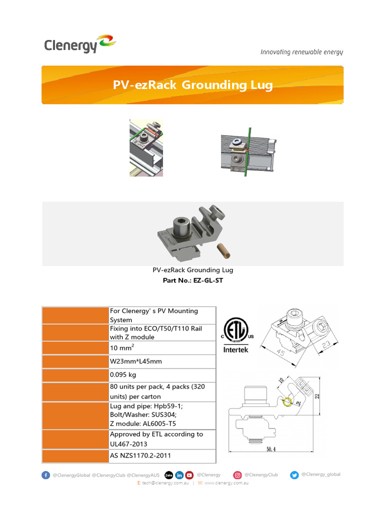 Grounding Lug Datasheet | PDF