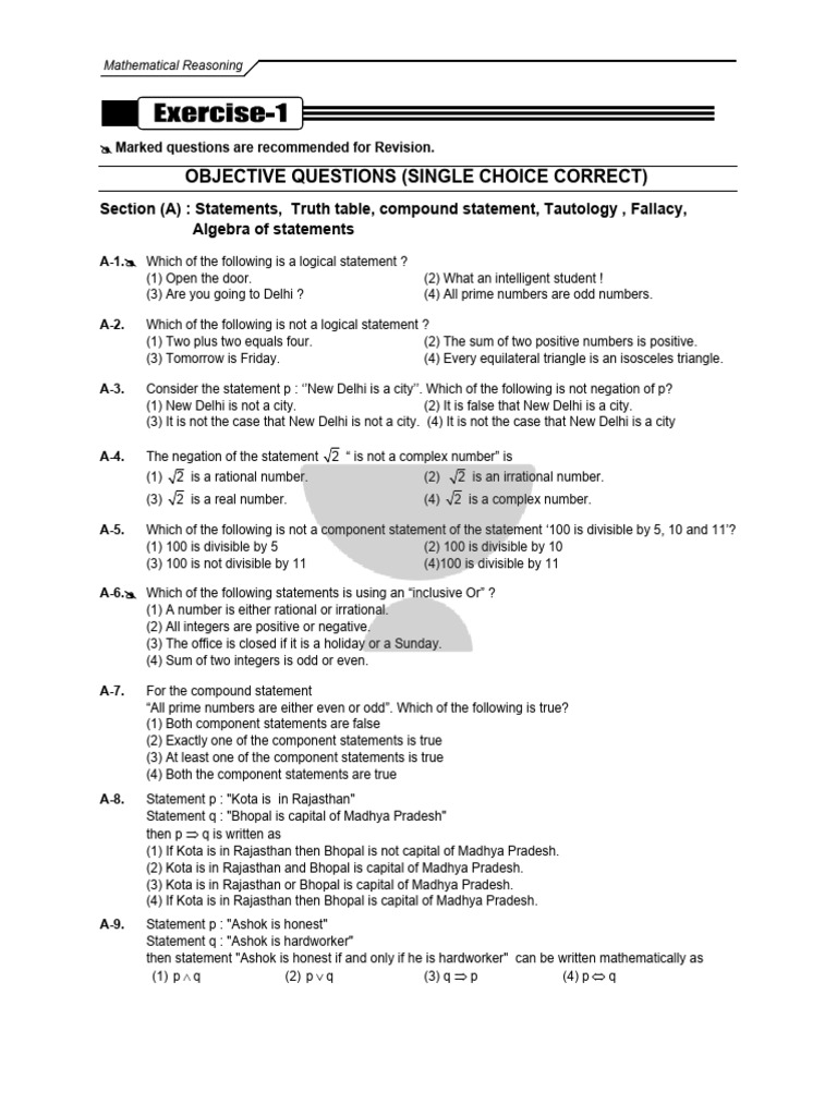 Mathematical Reasoning Exercise | PDF | Logic | Mathematics