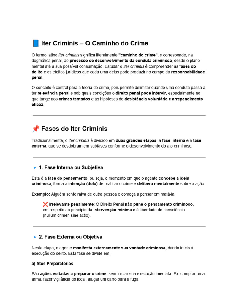 Iter Criminis – O Caminho Do Crime | PDF | Crimes | Crime e Violência
