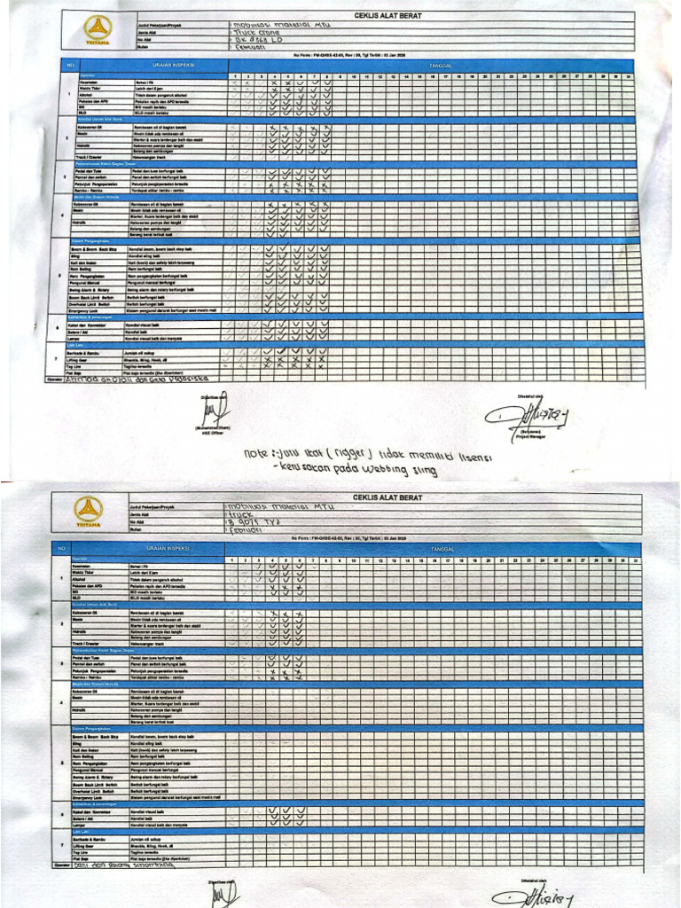 Inspeksi Alat Berat | PDF