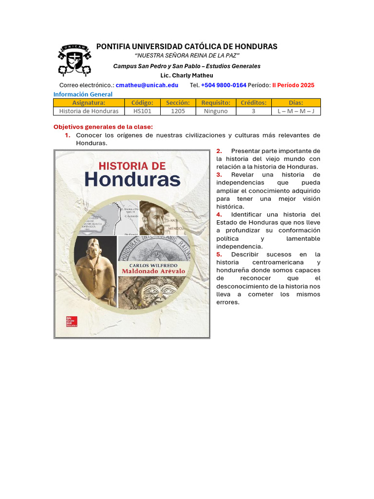 PROGRAMA HISTORIA DE HONDURAS 1205 | PDF | Moodle | Honduras