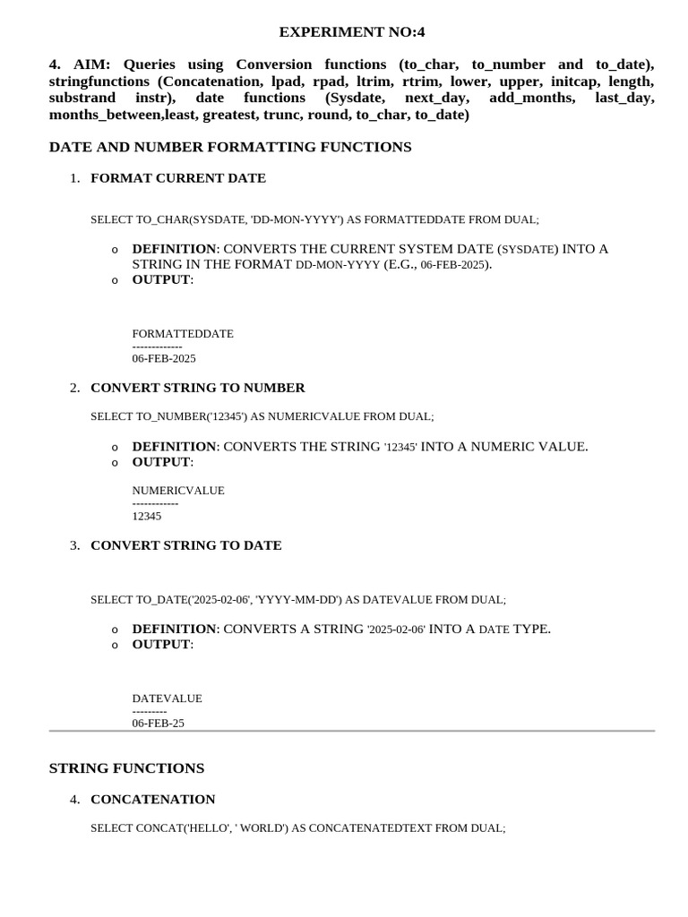 Dbms EXPERIMENT NO-4,5,6,7,8,9 | PDF | Control Flow | Parameter (Computer Programming)