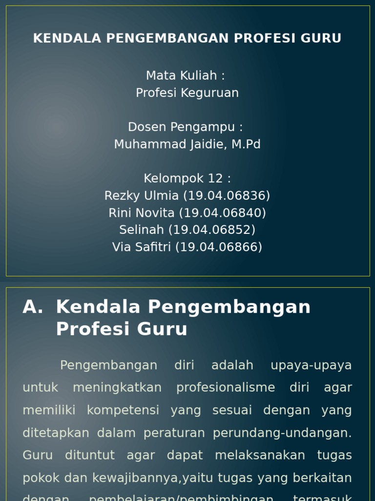 Kendala Pengembangan Profesi Guru | PDF