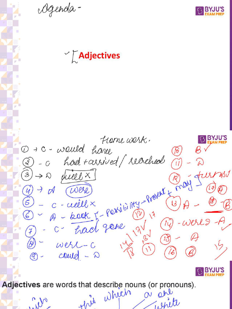 Live Class Classification and Confusing Adjectives | PDF