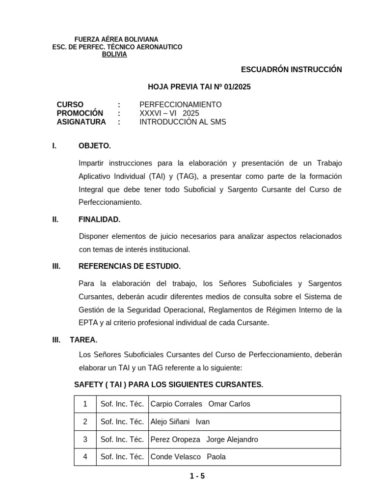 Hoja Previa Tai y Tag Sms | PDF