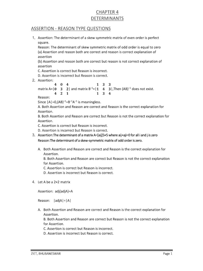 Assertion Reason Questions | PDF