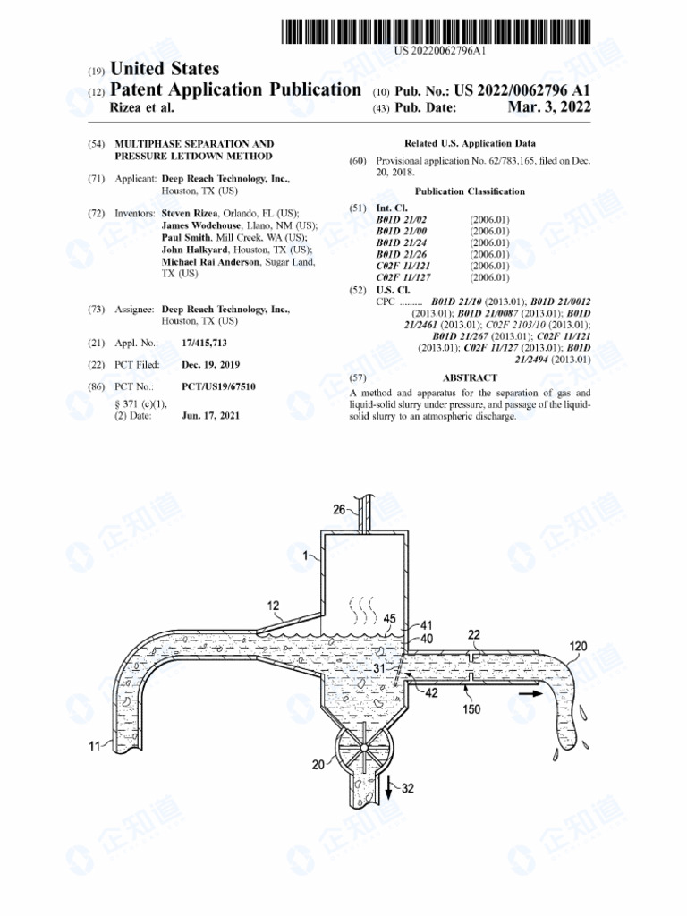 US20220062796A1-Multiphase Separation and Pressure Letdown Method | PDF