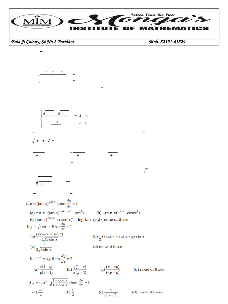 Continuity and Differentiability (5) MIM | PDF