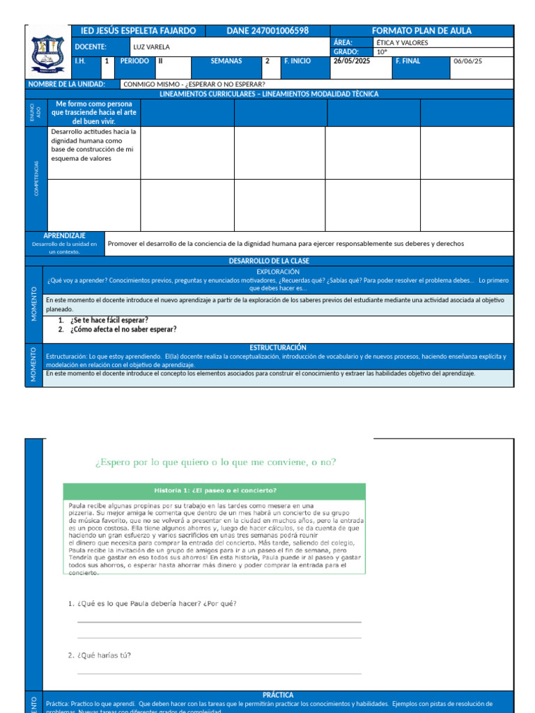 FORMATO WORD PLANEACION CON LINEAMIENTOS CURRICULARES - ETICA 10º II ...