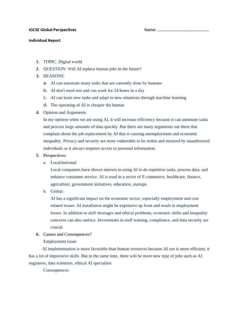 IGCSE_Global_Perspectives_Individual_Report | PDF