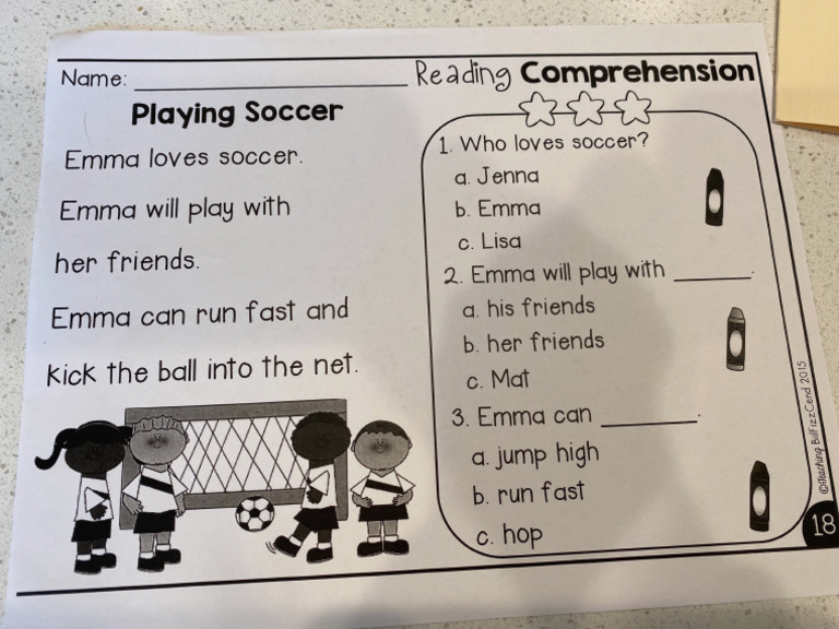 Reading Comp. Playing Soccer | PDF