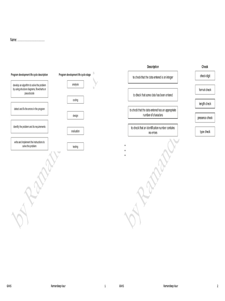 Grade9 - CS - Revision - Pseudocode - Updated Worksheet | PDF ...