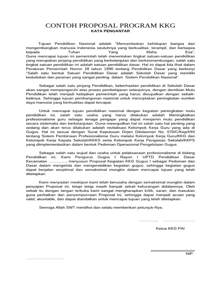Contoh Proposal Program KKG | PDF