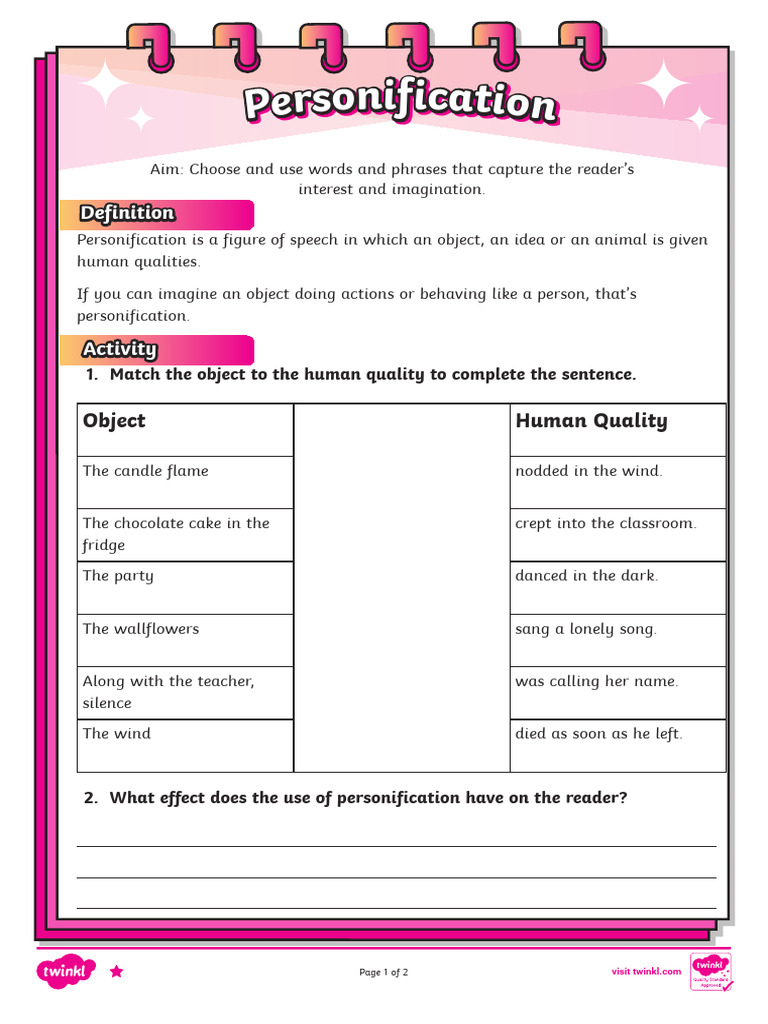 figurative-language-personification | PDF | Adjective | Object (Grammar)