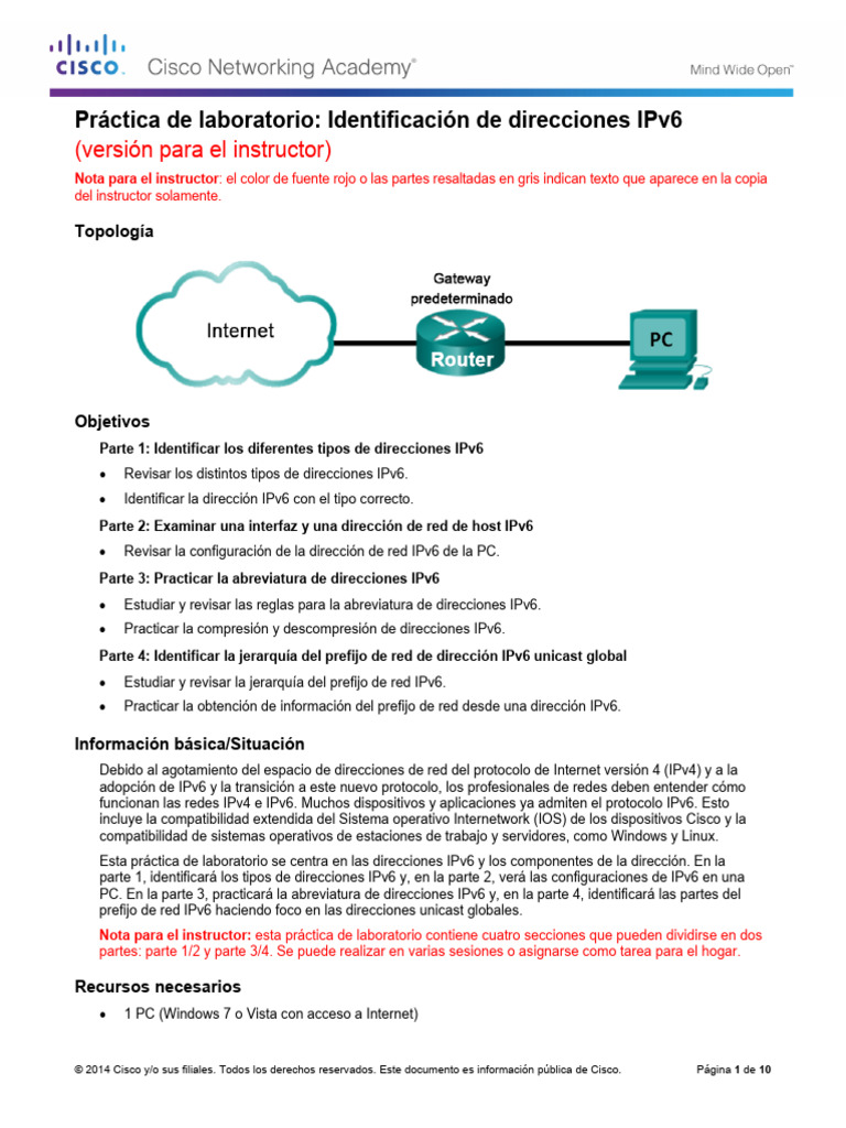 8.2.5.4 Lab - Identifying IPv6 Addresses - ILM | PDF | Yo Pv6 | Informática