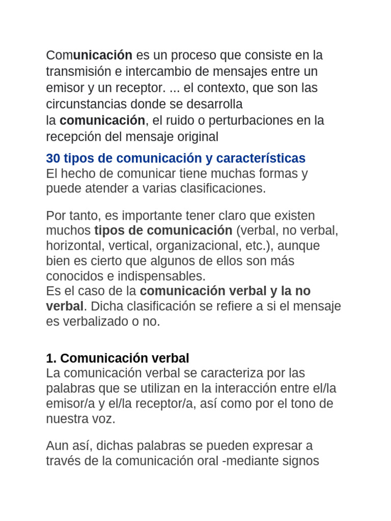 30 Tipos de Comunicación y Sus Características | PDF | Comunicación ...