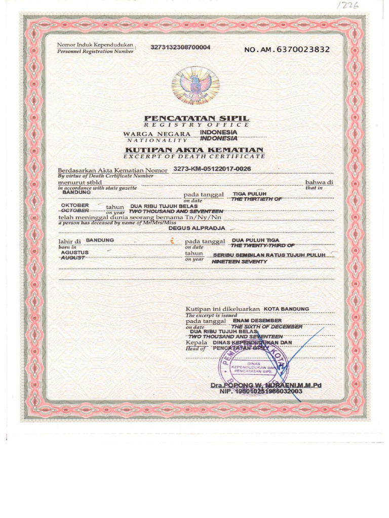 Akta Kematian Degus | PDF