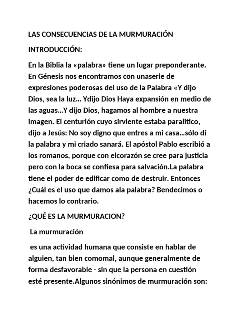 Consecuencias de la Murmuración en la Biblia | PDF | Moisés | Dios