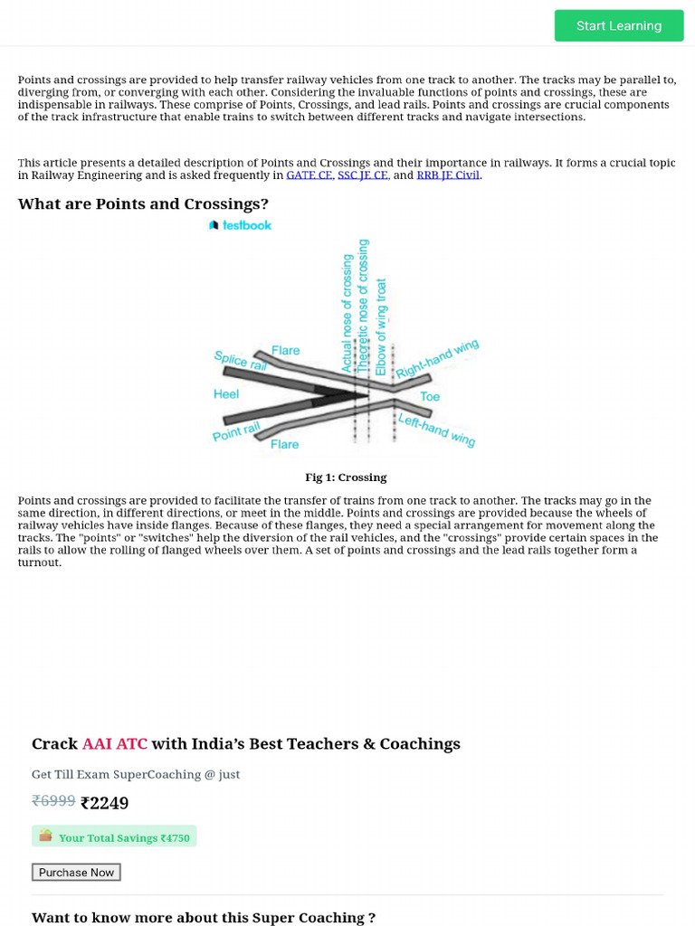 Points and Crossings - Important Terminology, Functions and Types | PDF