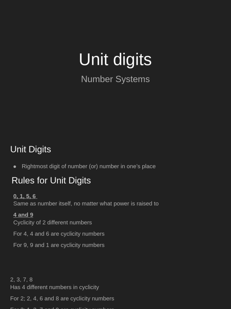 Unit Digits | PDF