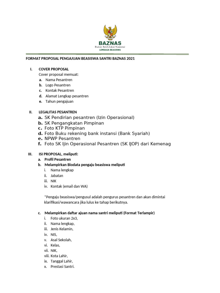 Pengajuan Beasiswa Bazanas | PDF