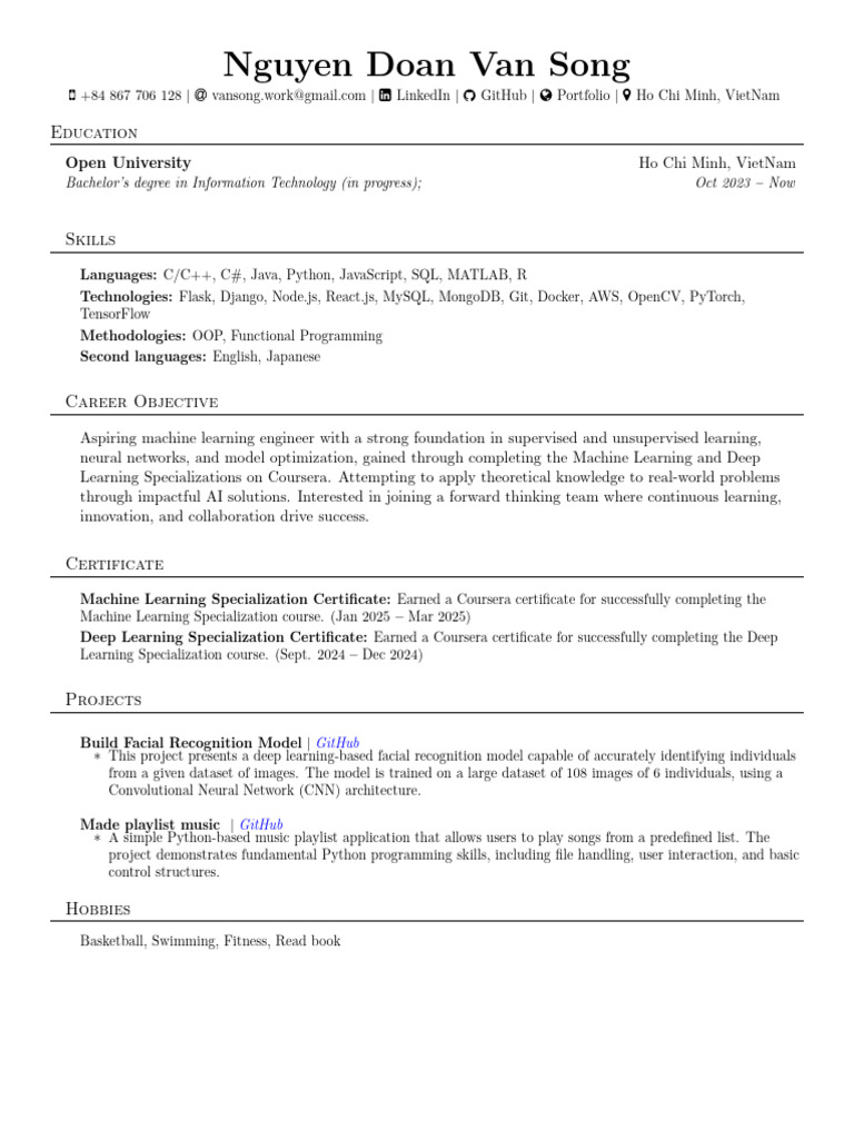 Nguyen Doan Van Song: Education | PDF