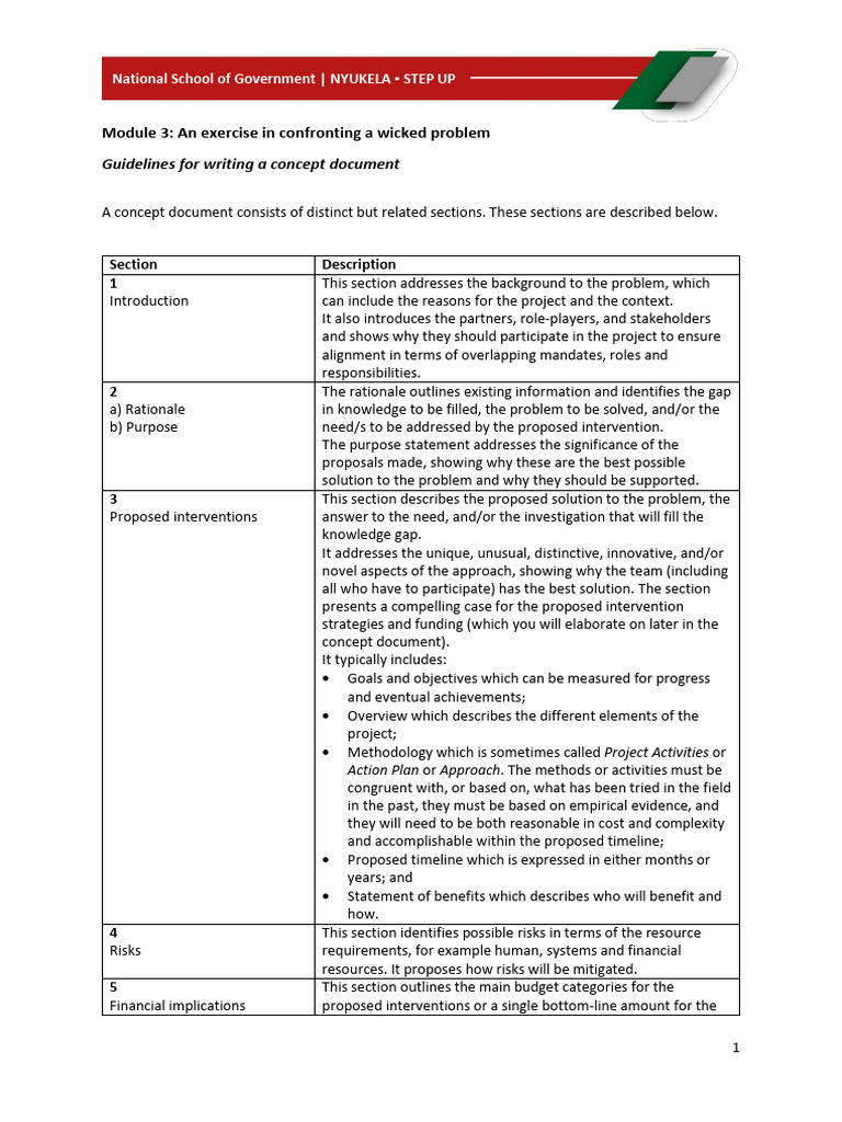Concept Document Writing Guidelines | PDF