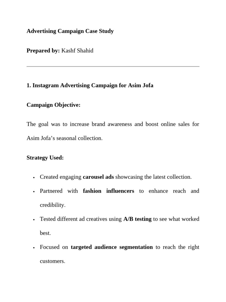Advertising Campaign Case Study | PDF | Search Engine Optimization ...