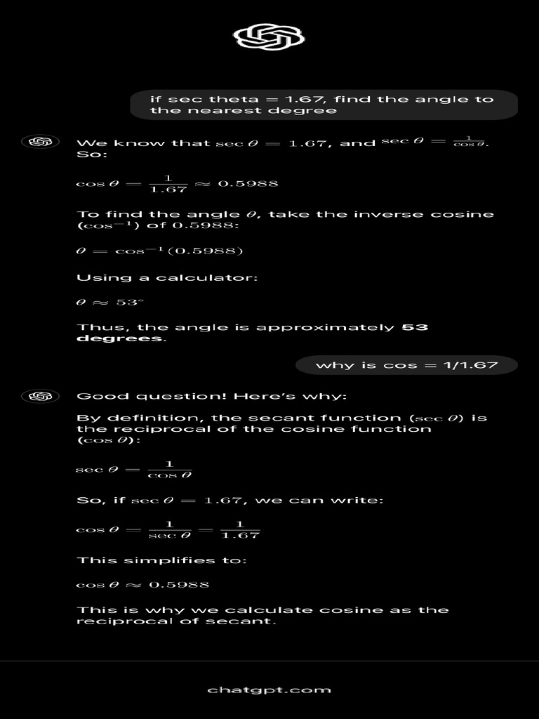 Secant Angle Calculation | PDF