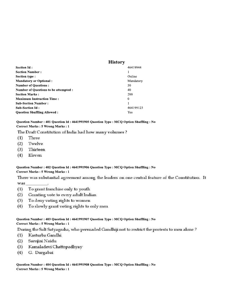 CUET History Question Paper 2024 | PDF