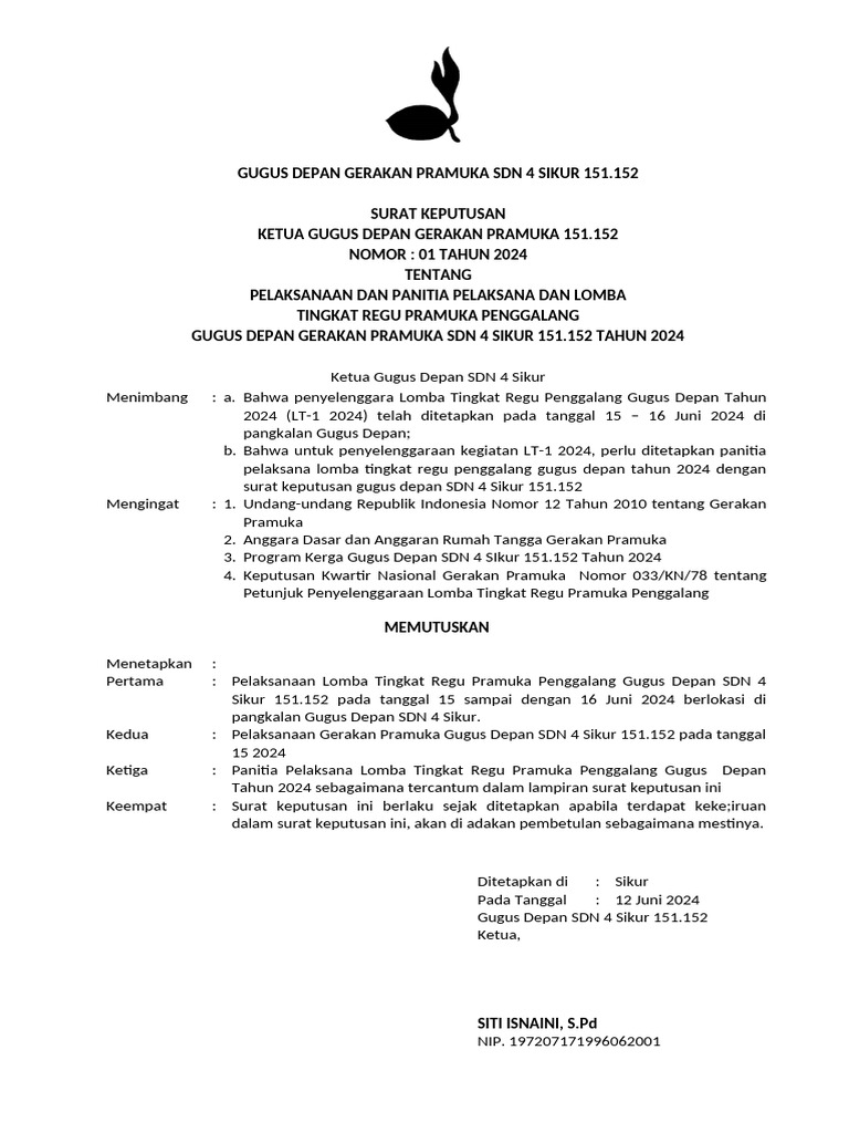 SK Panitia LT Pramuka 2025 | PDF