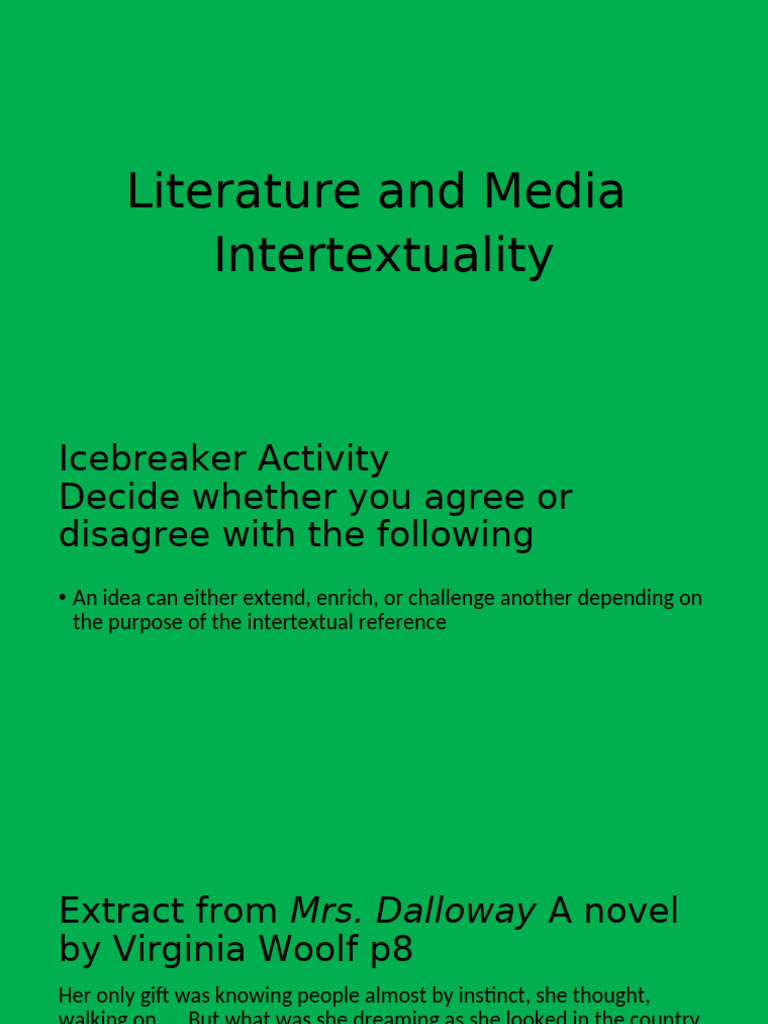 Final Intertextuality 2024ppt 2 | PDF | Intertextuality | Mrs Dalloway