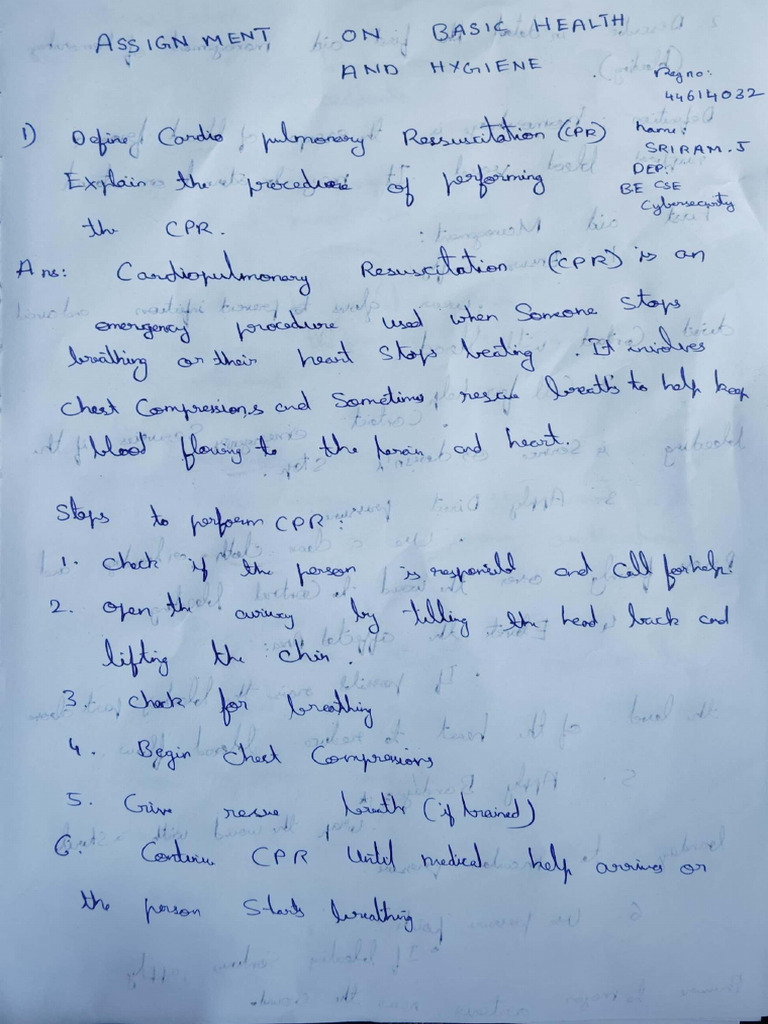 Basic Health and Hygiene Assignment | PDF