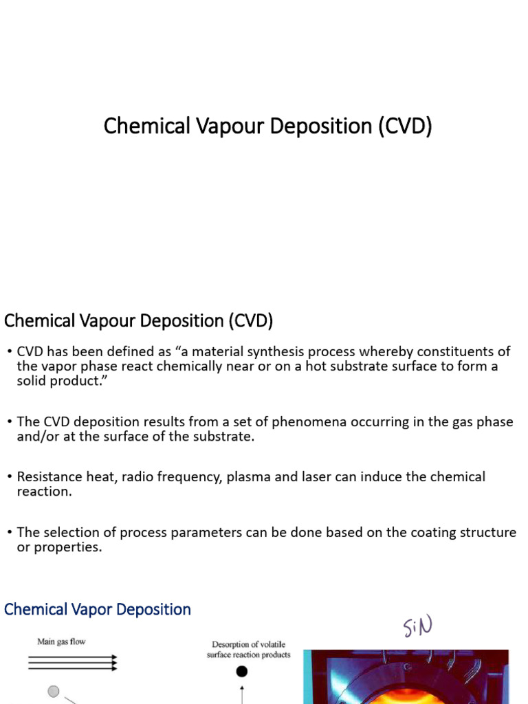 Lecture 8 - CVD and PVD | PDF | Chemical Vapor Deposition | Chemical Reactions