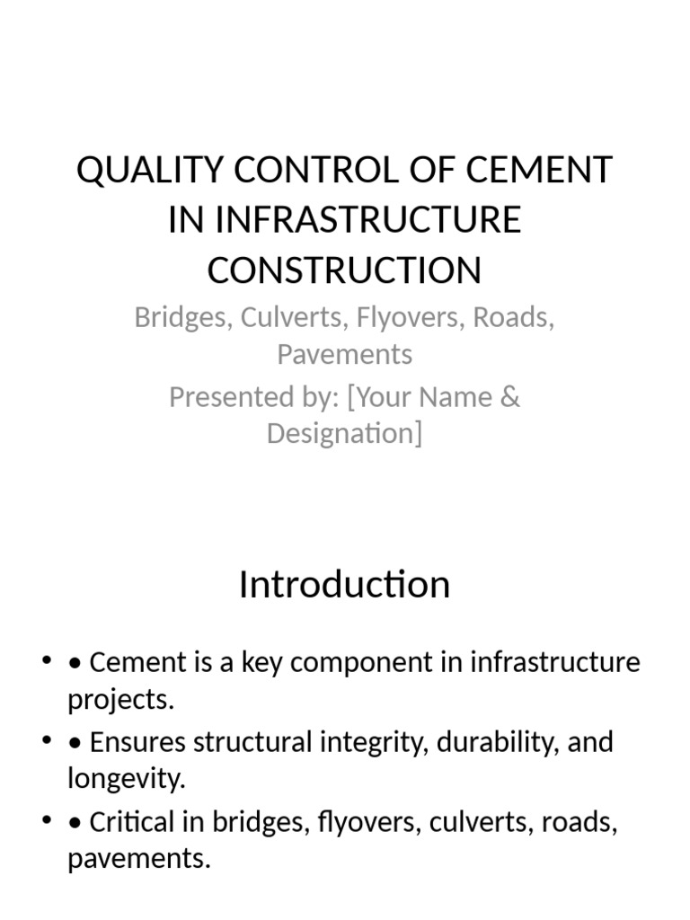 Cement Quality Control in Construction | PDF