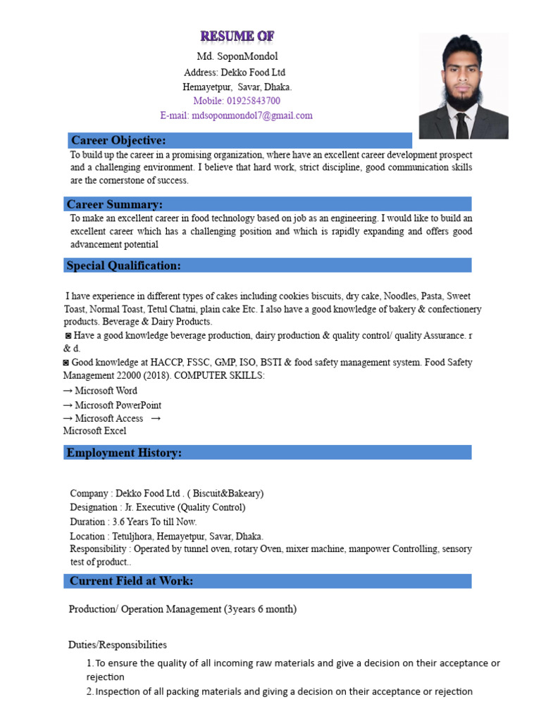 Resume of MD Sopon Mondol | PDF