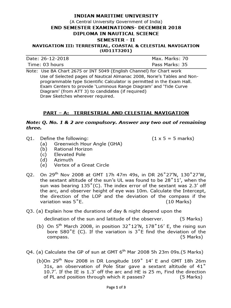 Ud11t3201-Navigation III Terrestrial Coastal Celestial Navigation - MC ...