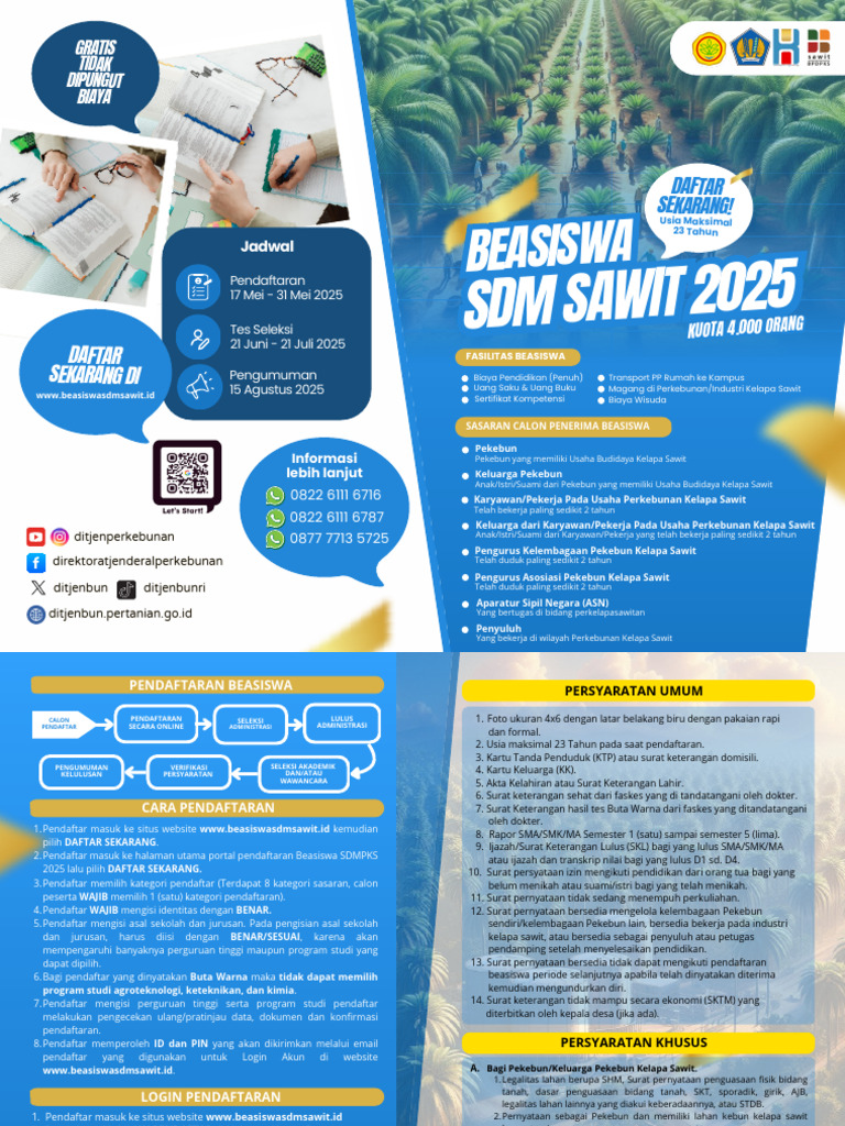 Brosur Beasiswa Sawit Tahun 2025 | PDF