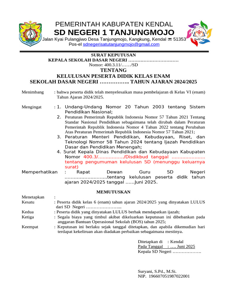 Contoh BA Dan SK Kelulusan | PDF