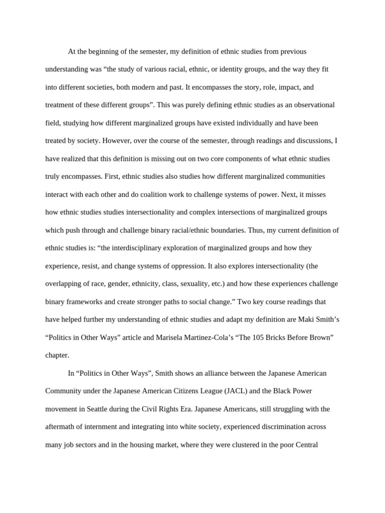 CHICLA 102 Final Reflection Paper, Rocco | PDF | Intersectionality | Racism