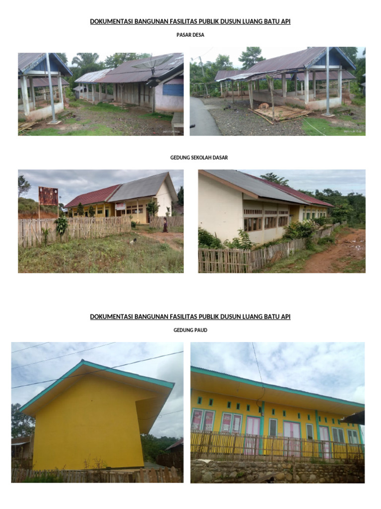 Dokumentasi Bangunan Fasilitas Publik Dusun Luang Batu API | PDF