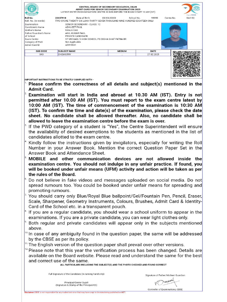 Admit Card | PDF