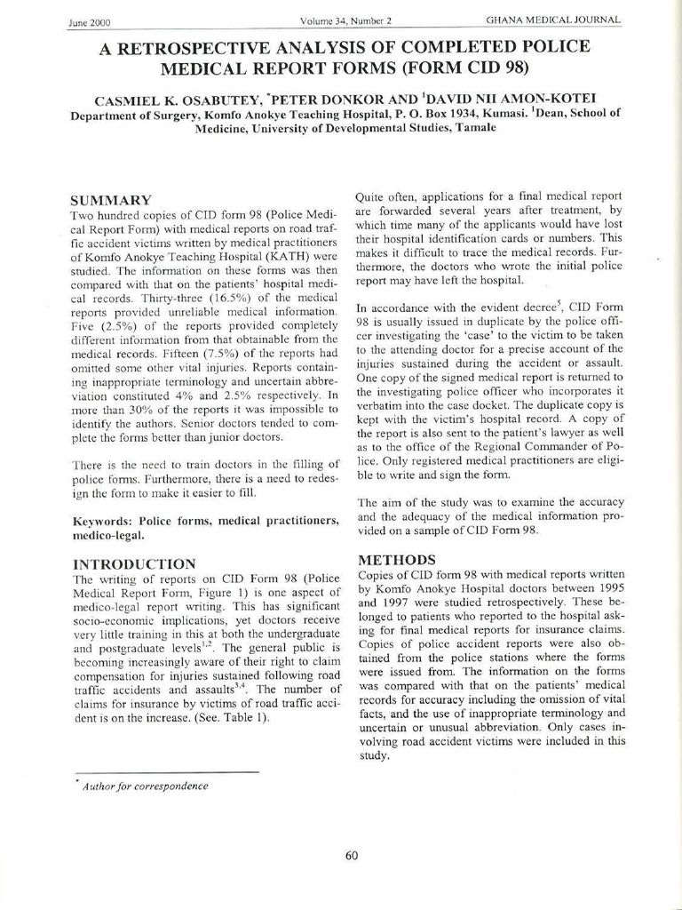 Police medical report (CID form 98) | PDF