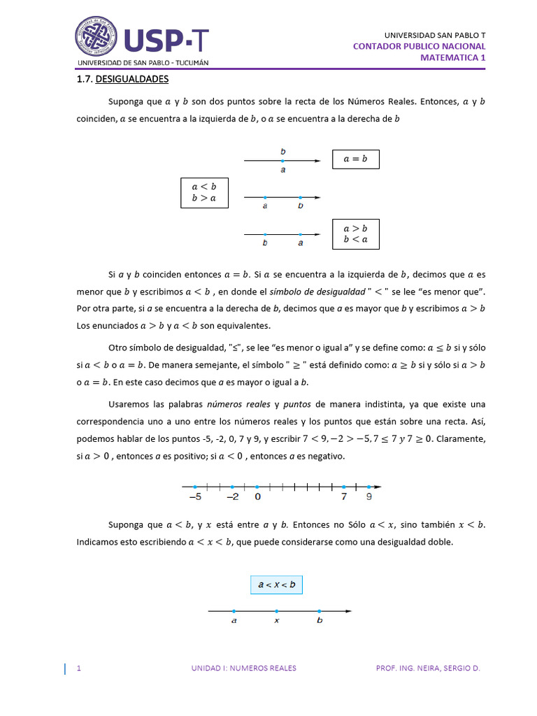 Desigualdades en Números Reales | PDF | Desigualdad (Matemáticas ...