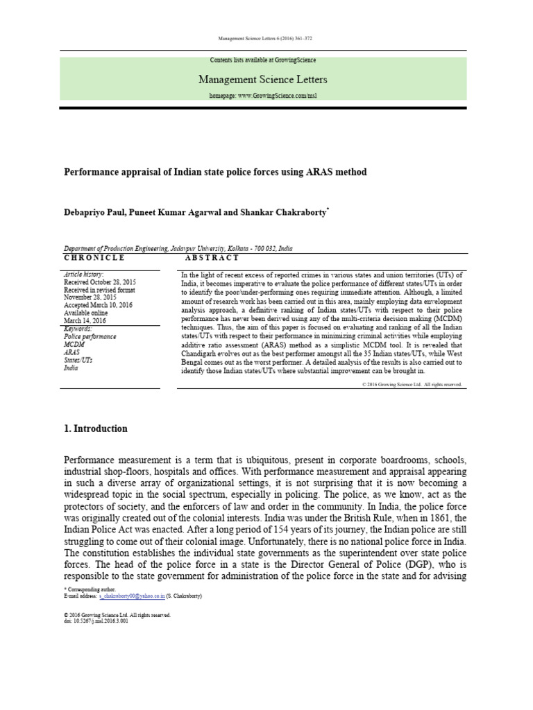 Indian Police Performance Evaluation | PDF