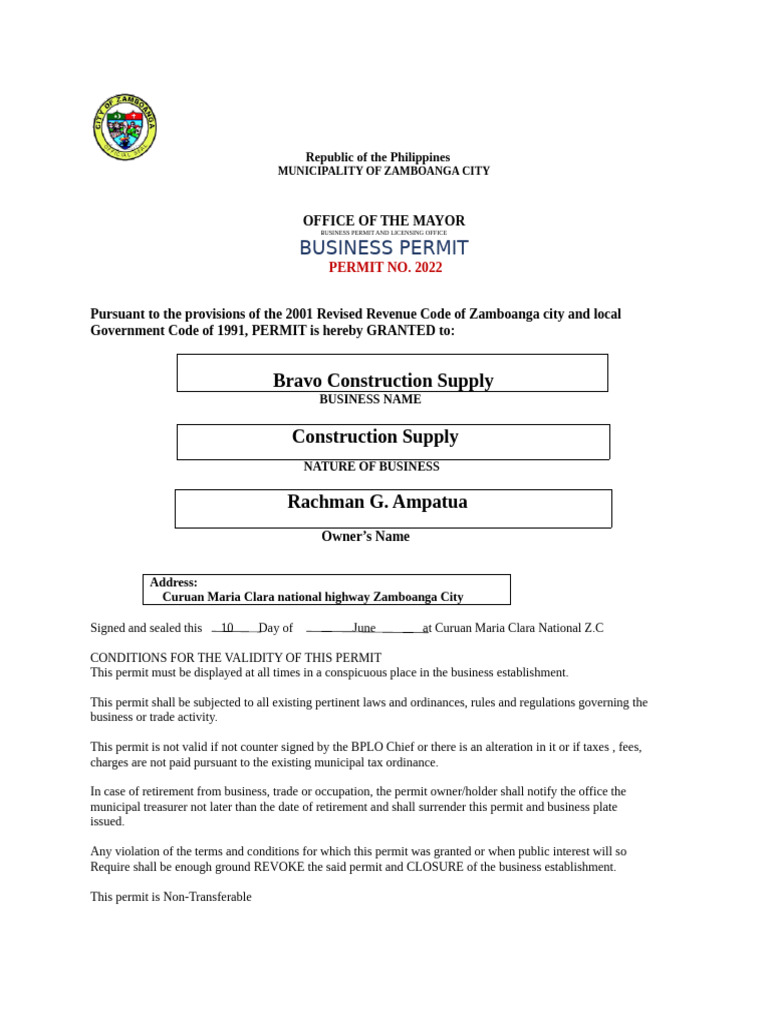 Business Permit | PDF